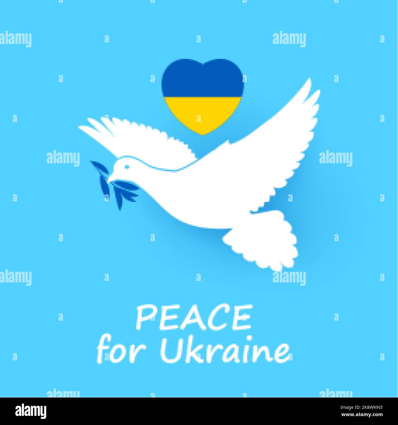 White Dove of Peace Flying with an Olive Branch, and Ukraine Flag in ...
