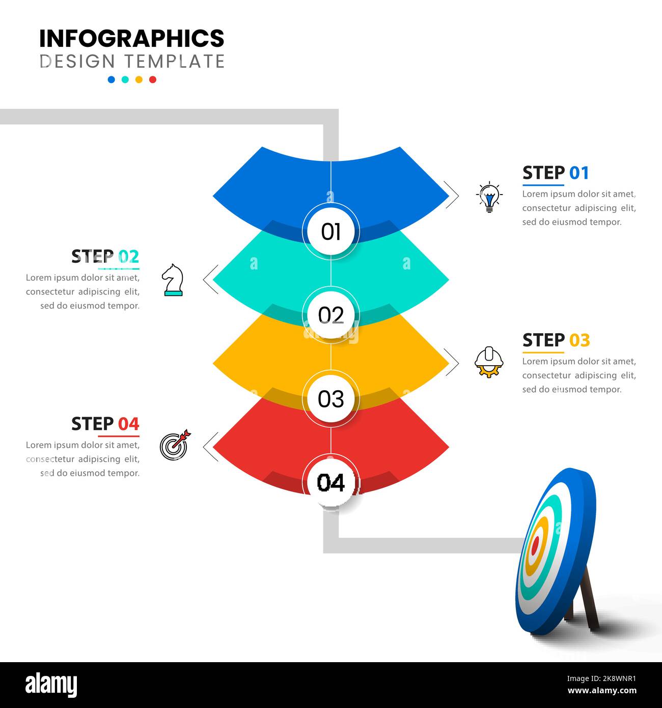 Infographic template with icons and 4 options or steps. Abstract Funnel ...