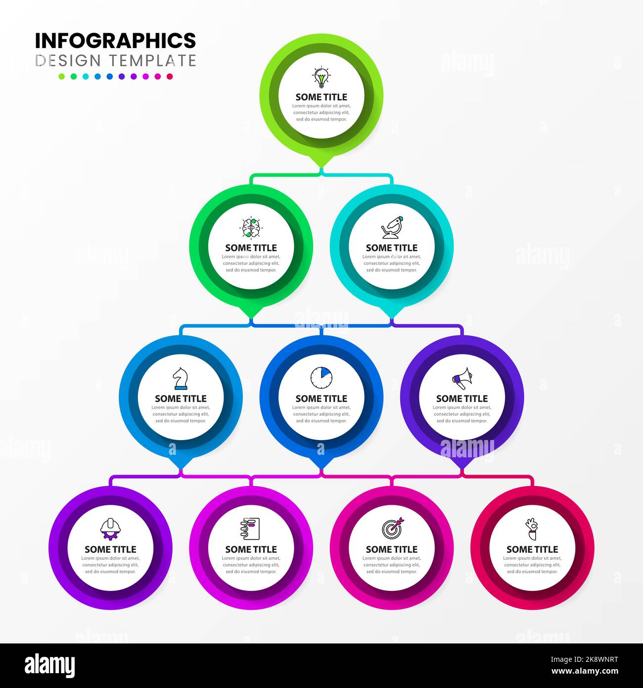 Infographic template with icons and 10 options or steps. Pyramid. Can ...