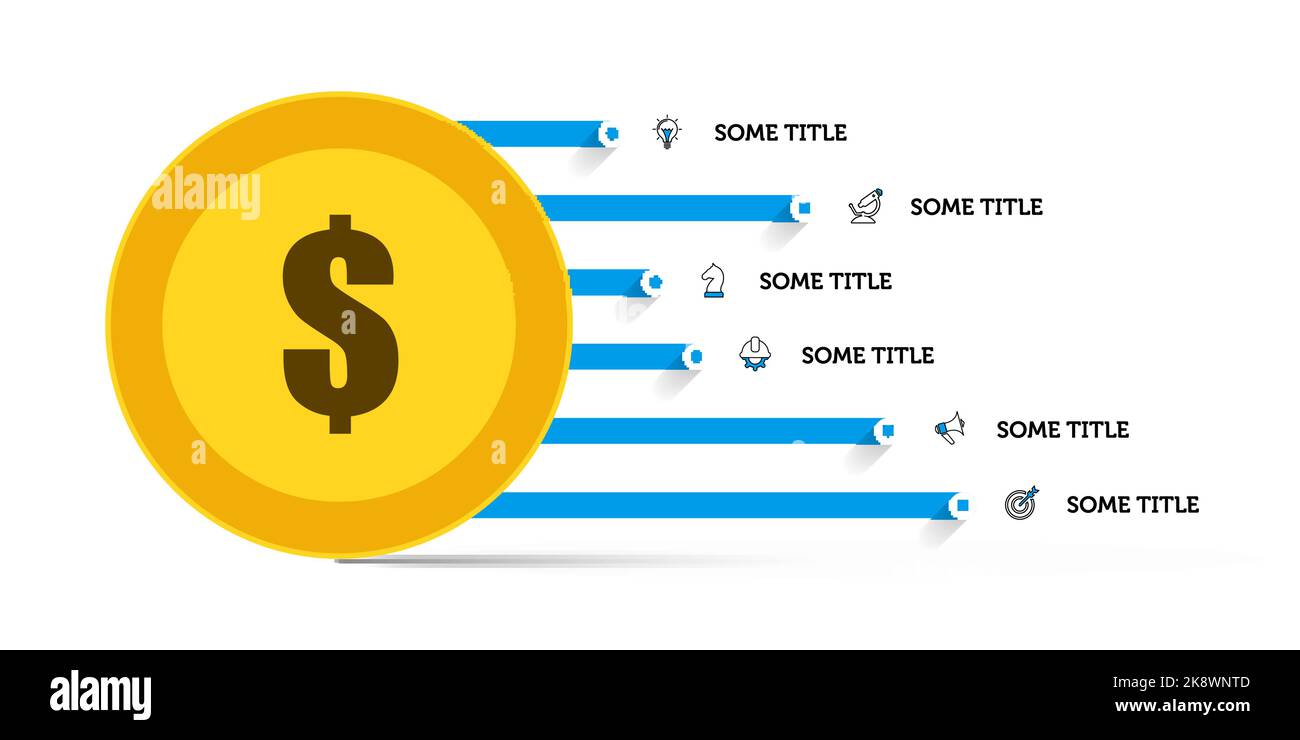 Infographic template with icons and 6 options or steps. Coin. Can be ...