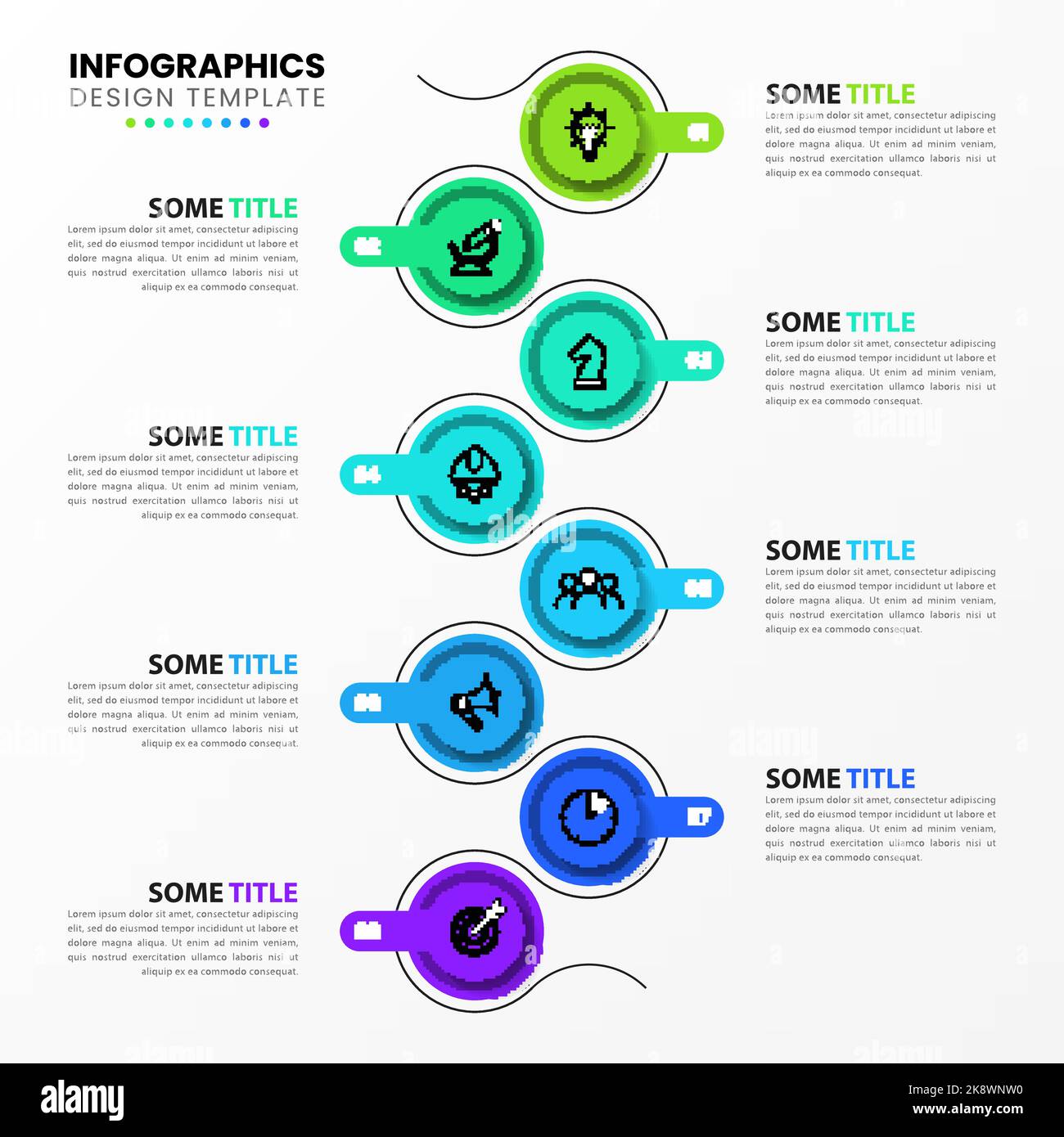 Infographic template with icons and 8 options or steps. Timeline. Can be used for workflow ...