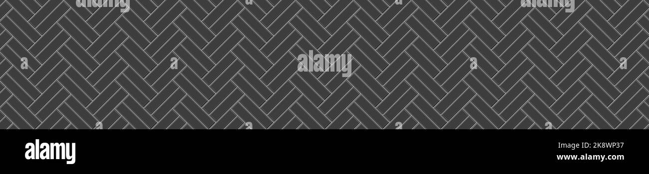 Black double herringbone tile seamless pattern. Stone or ceramic brick ...