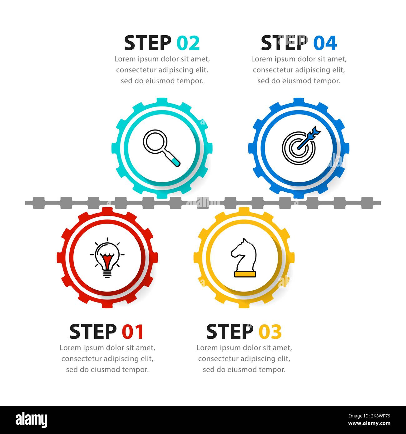 Infographic template with icons and 4 options or steps. Chain with ...