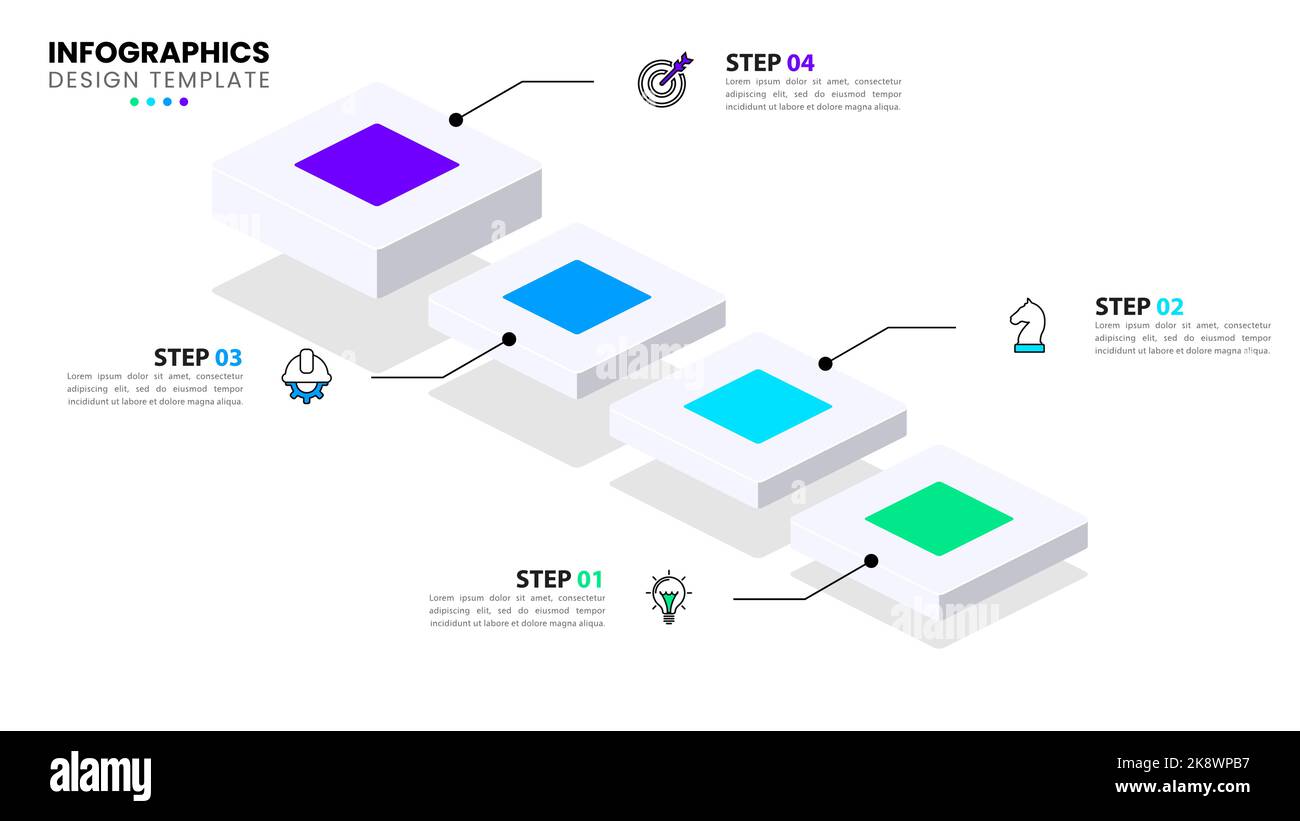 Infographic template with icons and 4 options or steps. Stairs. Can be ...