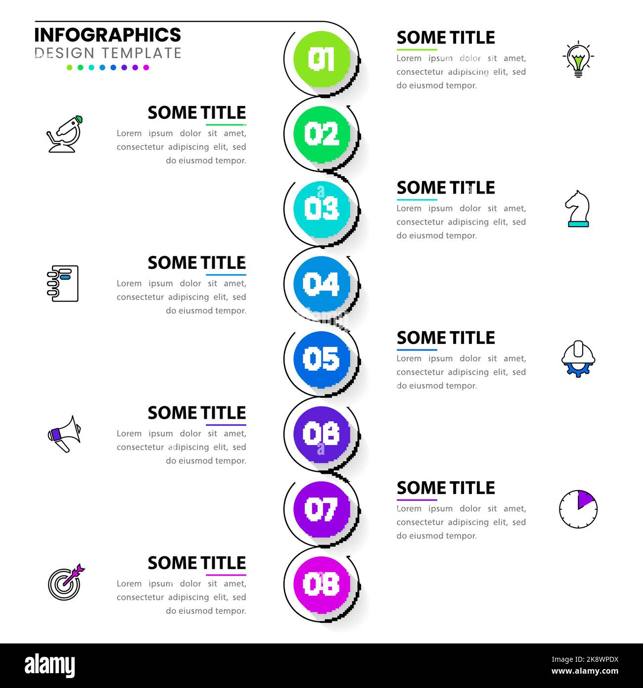 Infographic template with icons and 8 options or steps. Timeline. Can be used for workflow ...