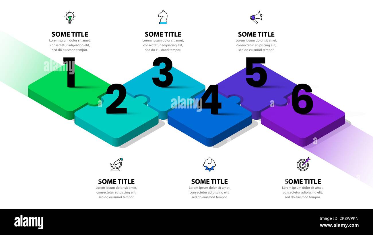 Infographic template with icons and 6 options or steps. Puzzle. Can be ...