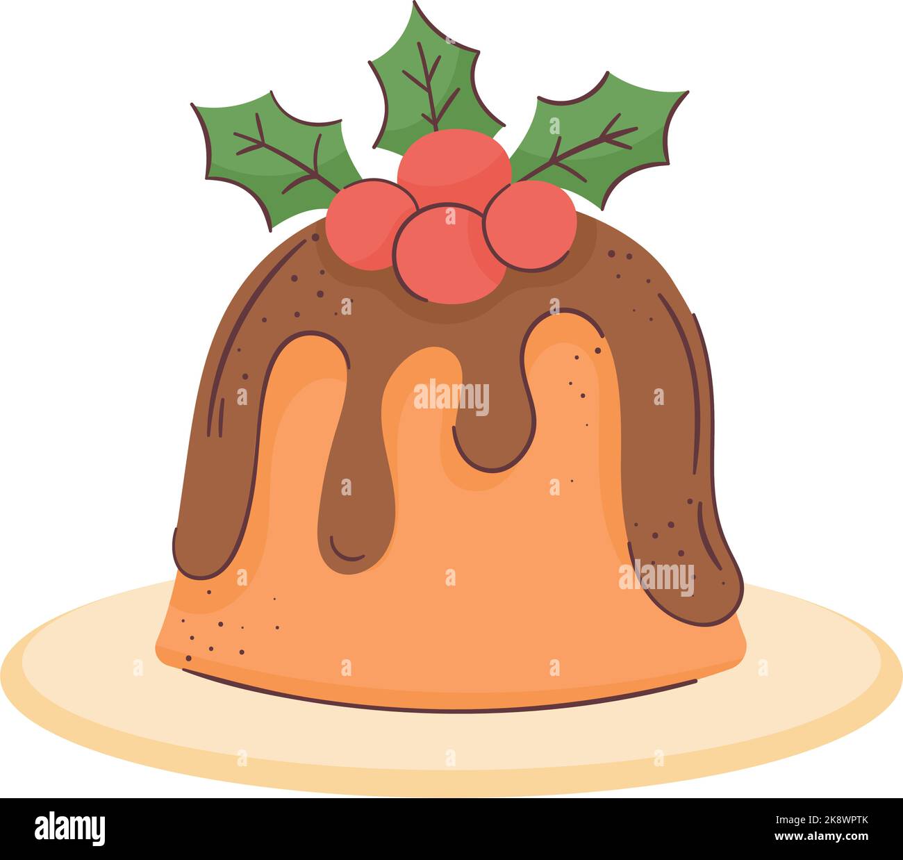 merry christmas sweet pudding icon Stock Vector Image & Art - Alamy