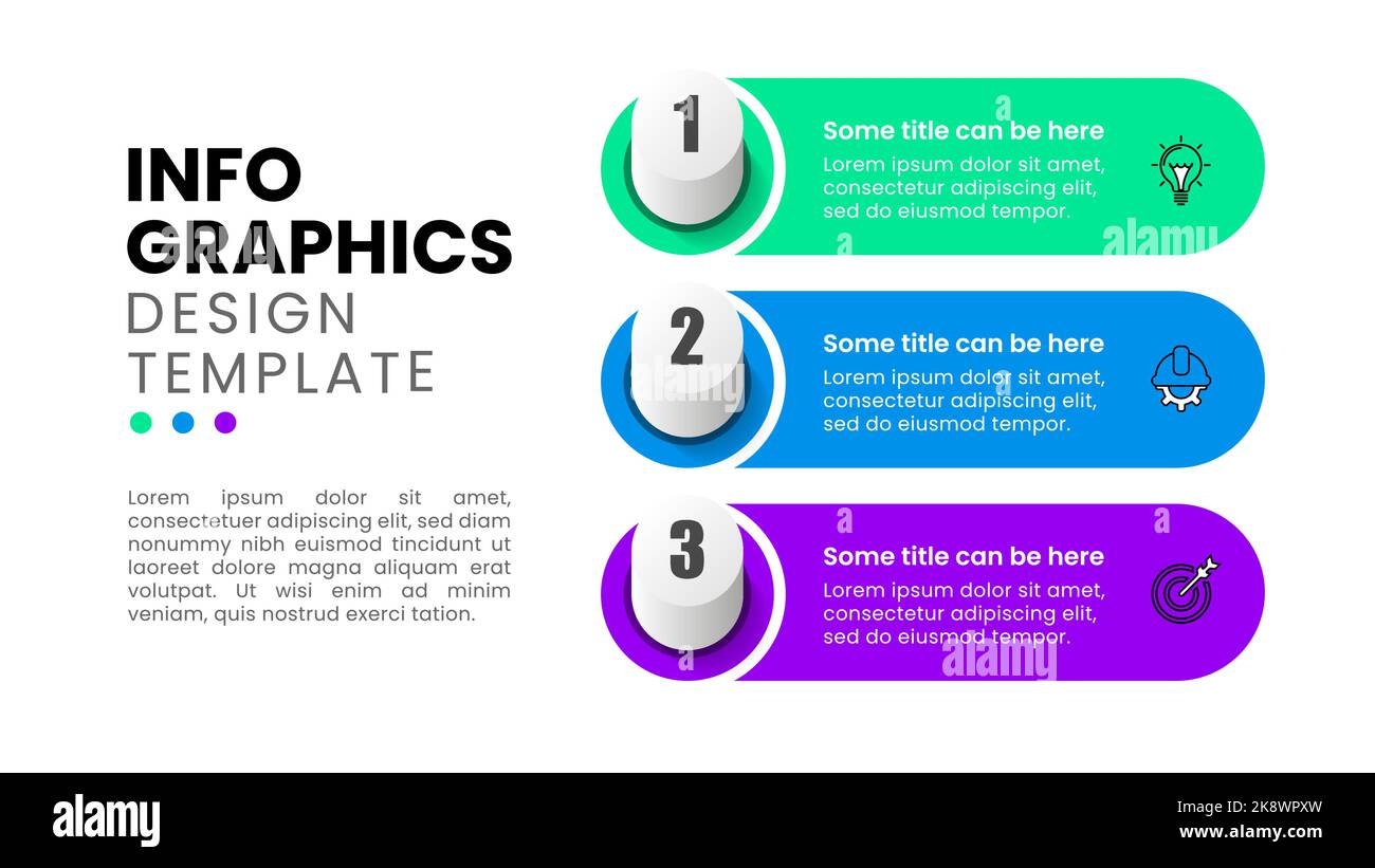 Infographic template with icons and 3 options or steps. Buttons. Can be ...