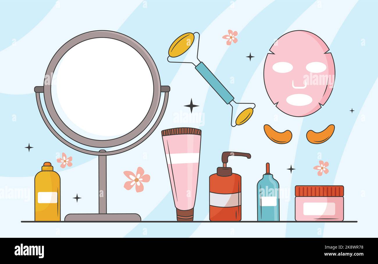 Makeup products bathroom Stock Vector Images - Alamy