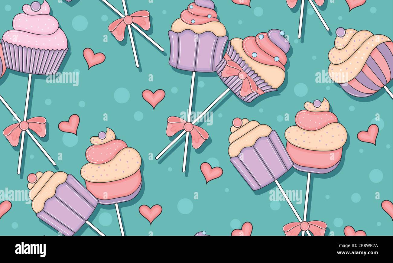 Seamless pattern background with different cupcakes Vector Stock Vector ...