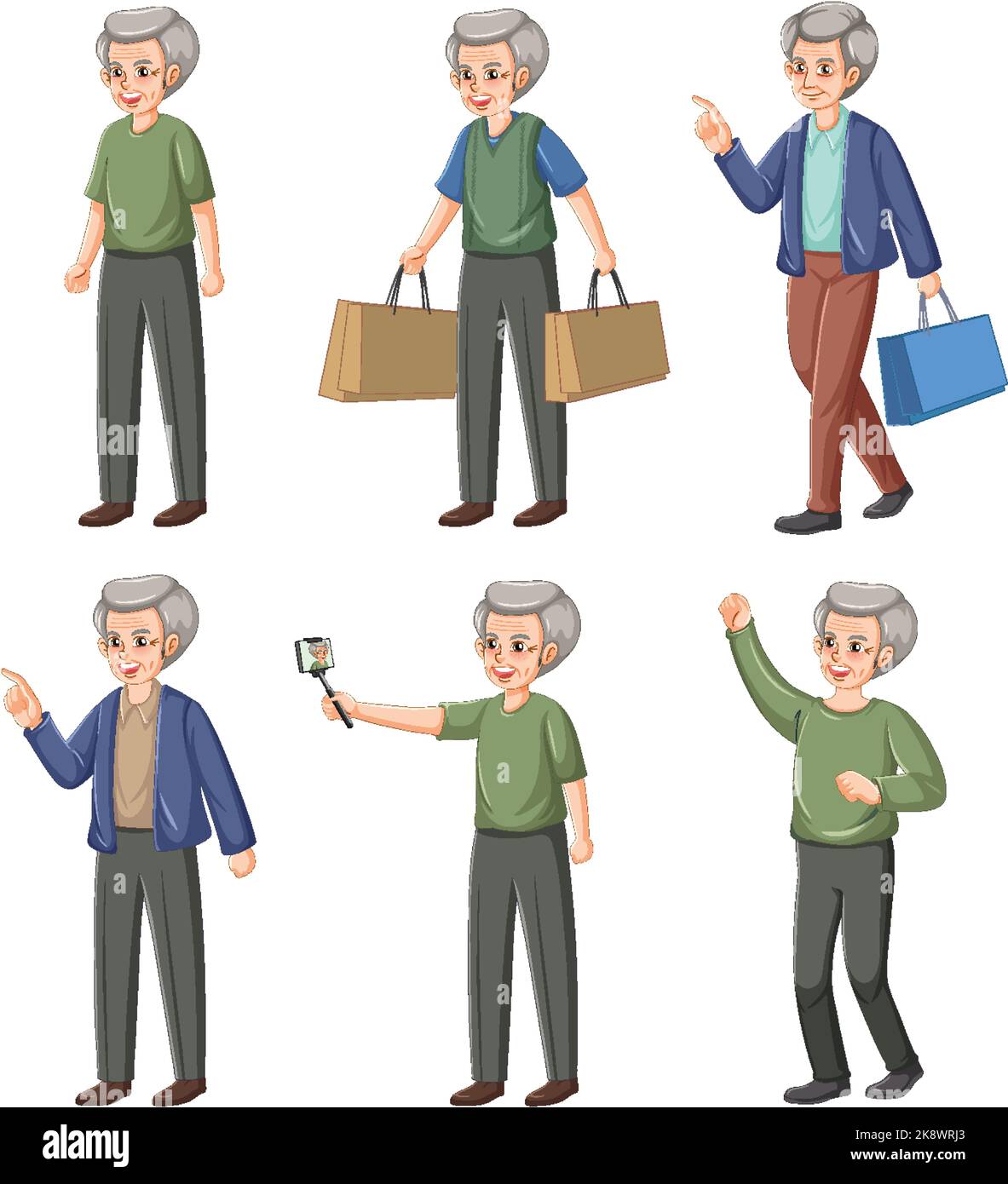 Collection of elderly people characters illustration Stock Vector Image ...