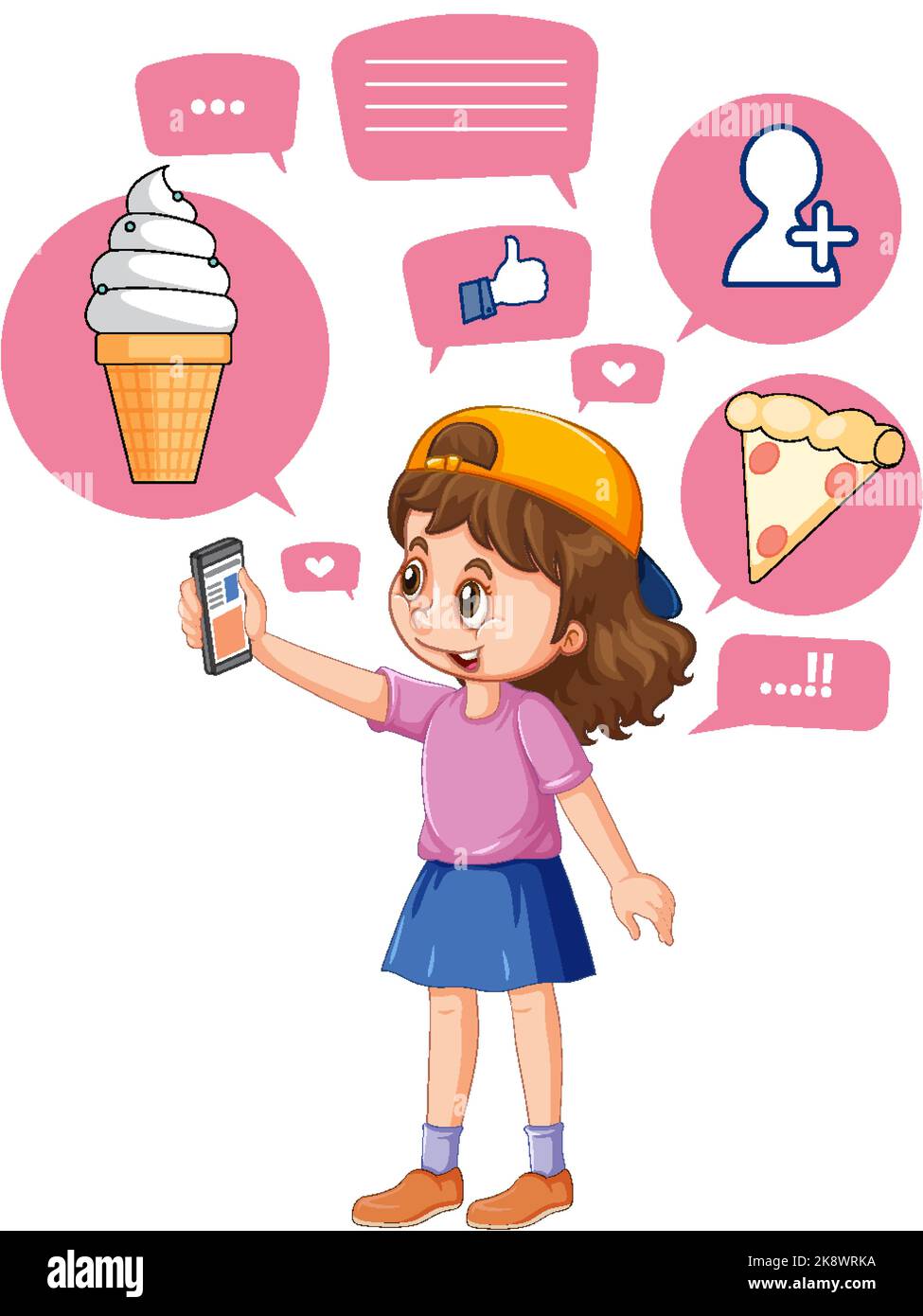 Children browsing social media using phone illustration Stock Vector ...