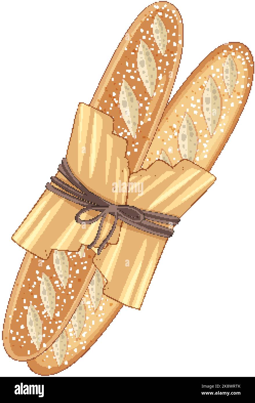 Delicious French baguette cartoon illustration Stock Vector Image & Art ...