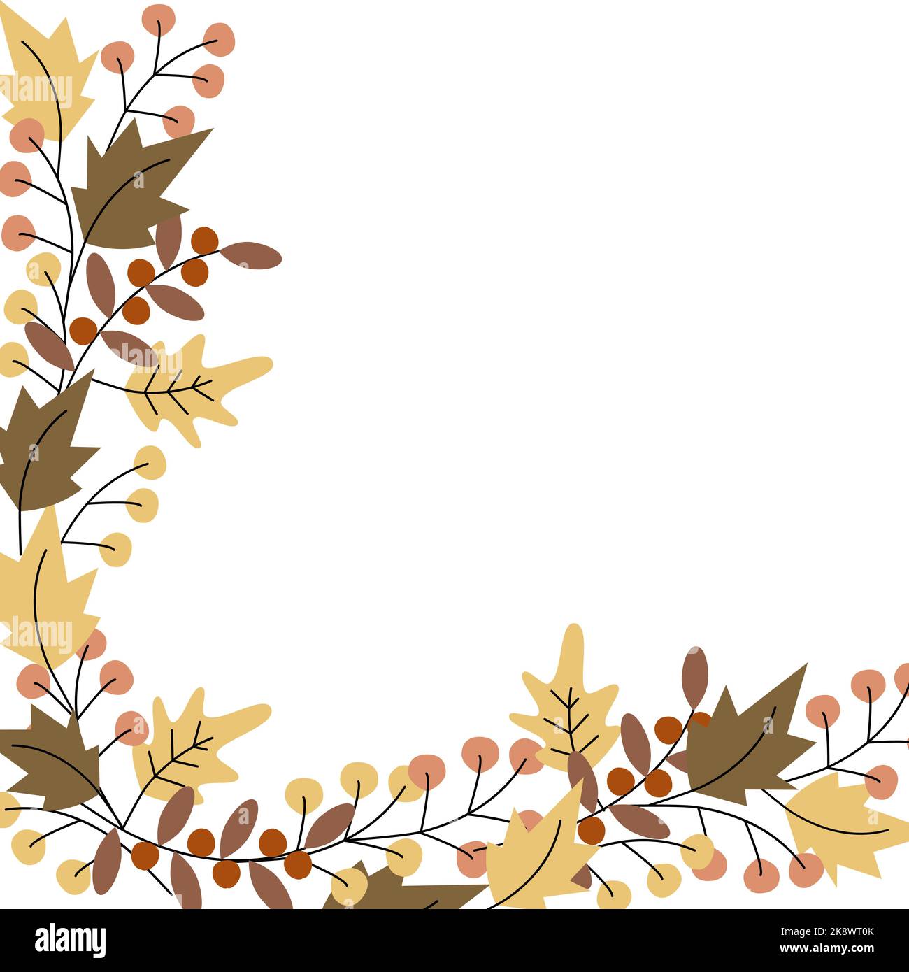 Angular Frame border from autumn plants in trendy shades. Template for ...