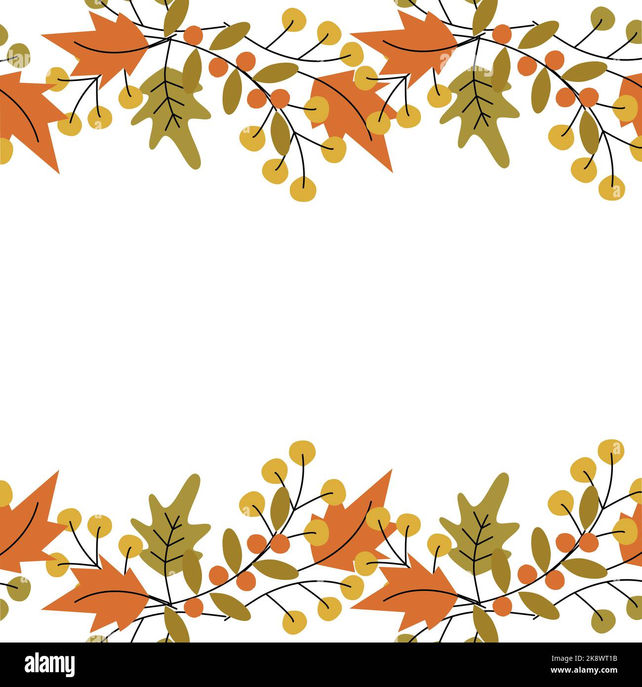 Up and down Frame border from autumn plants in trendy mute light hues ...