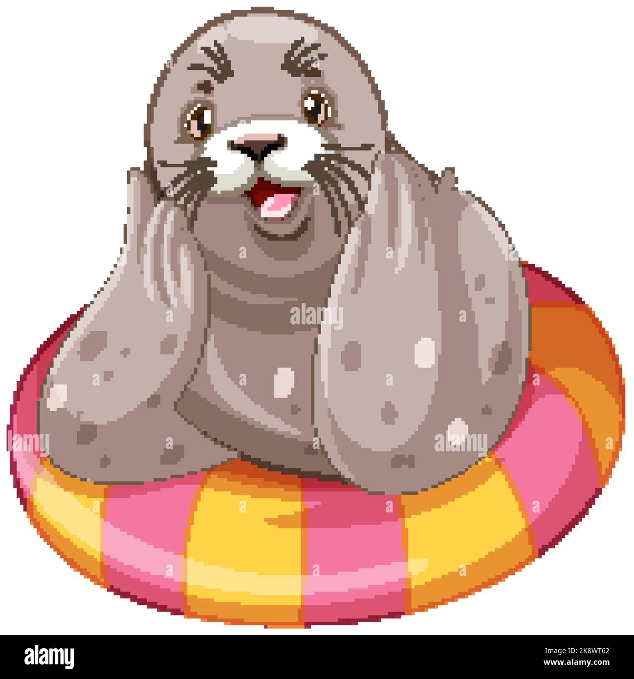Sea lion wearing inflatable ring illustration Stock Vector Image & Art ...