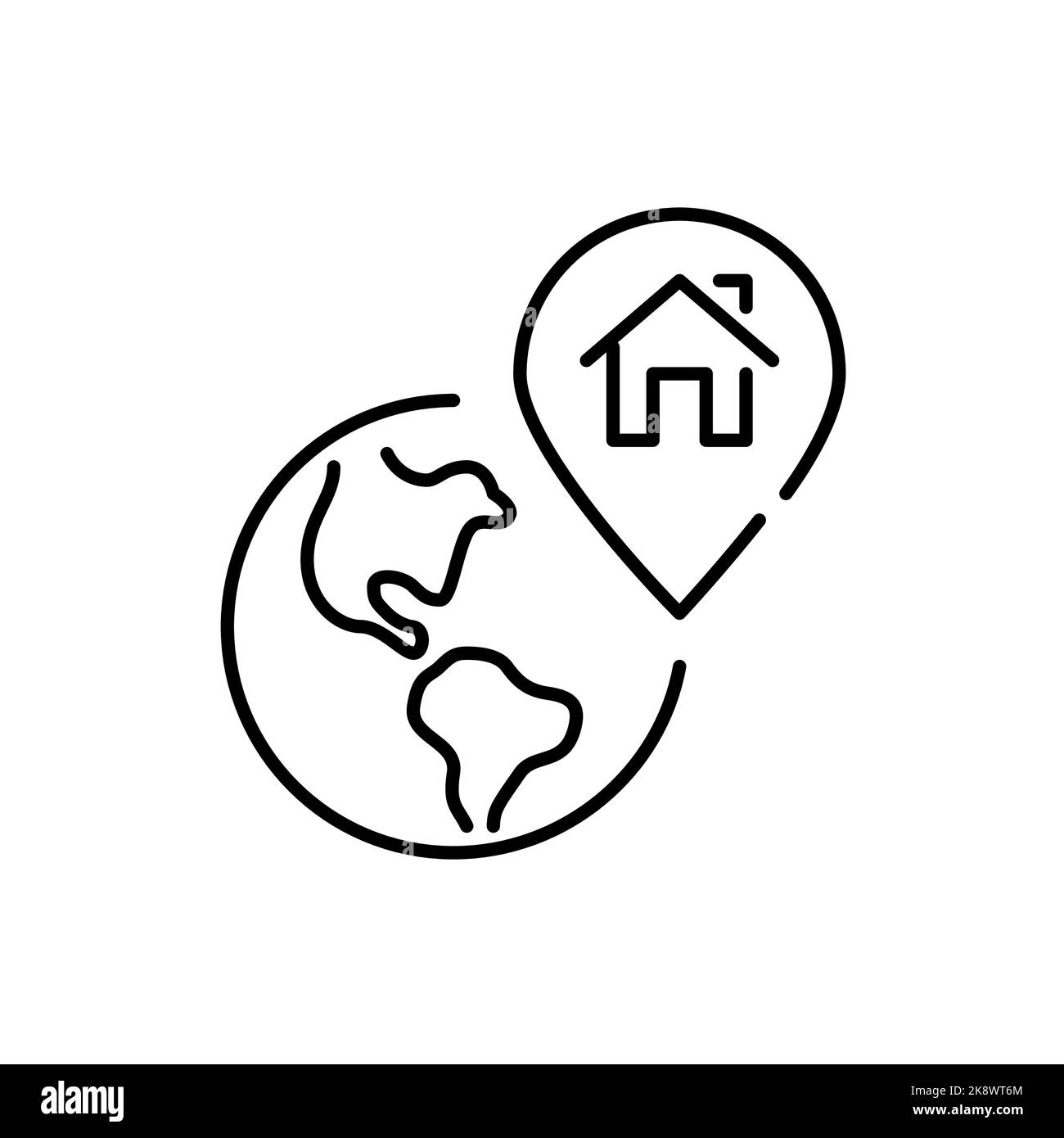 Home delivery address on earth globe. Pixel perfect, editable stroke ...