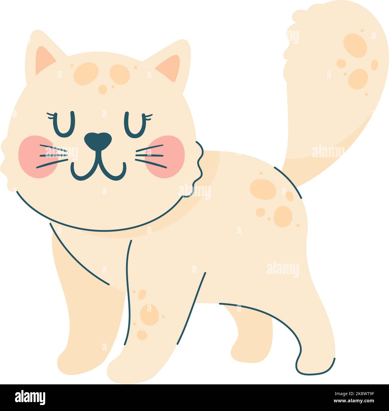 little cat walking feline character Stock Vector Image & Art - Alamy