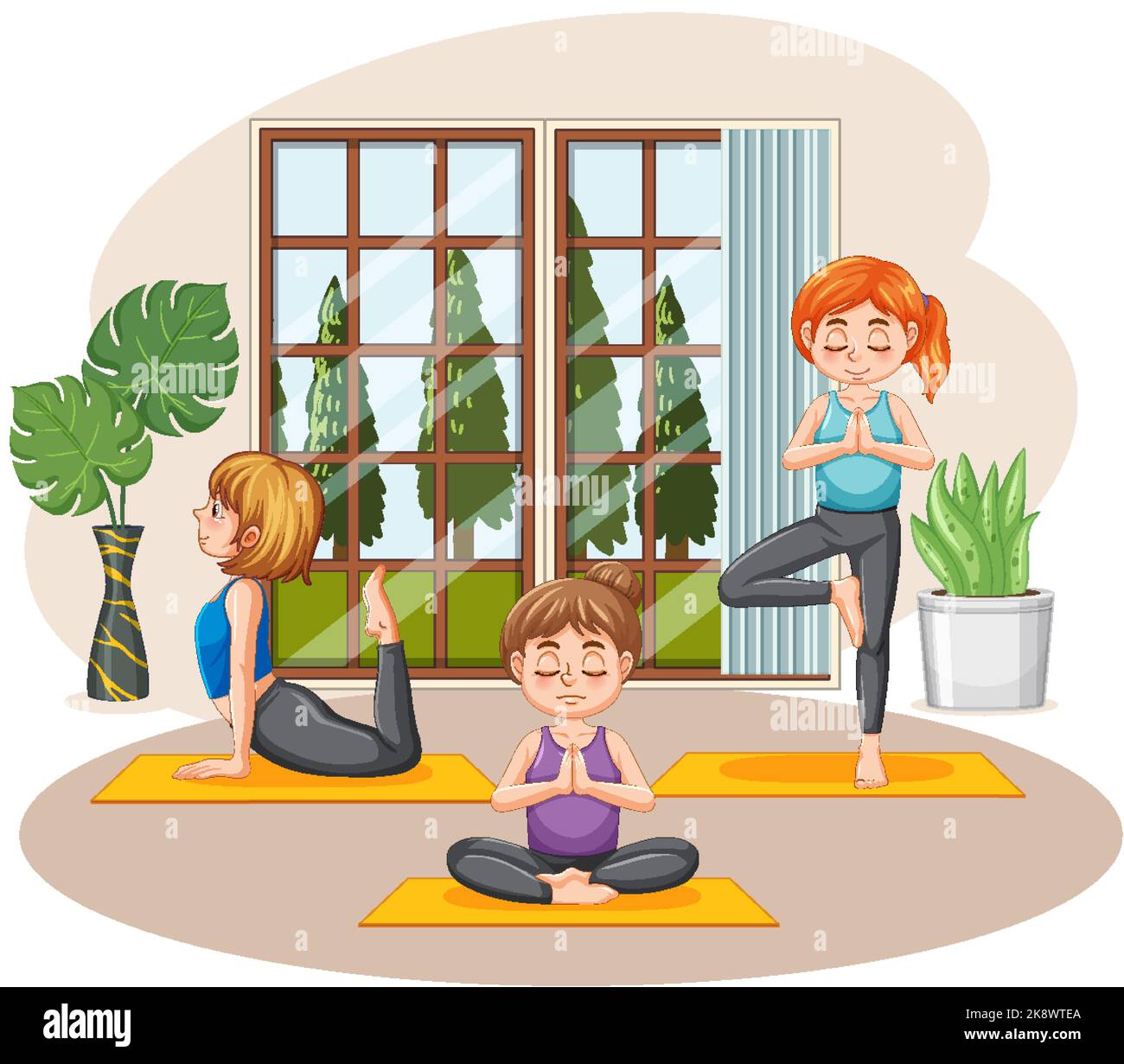 Group of people practicing yoga illustration Stock Vector Image & Art ...