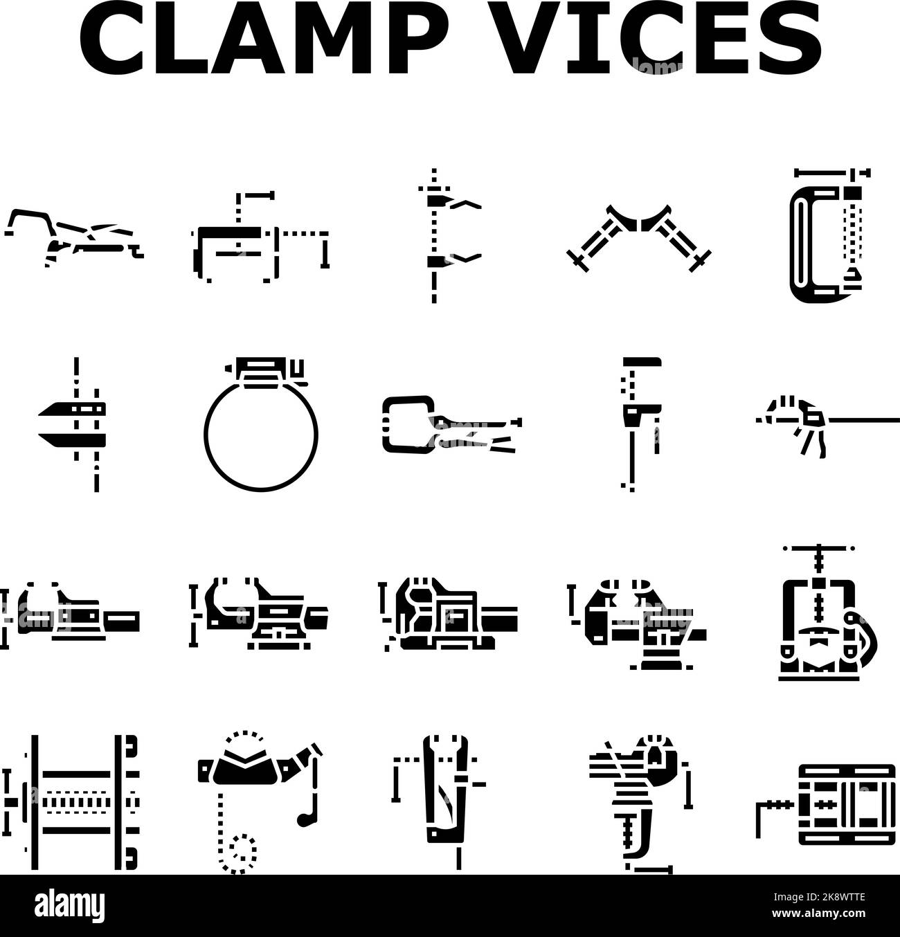 clamp vice grip tool metal icons set vector Stock Vector Image & Art ...