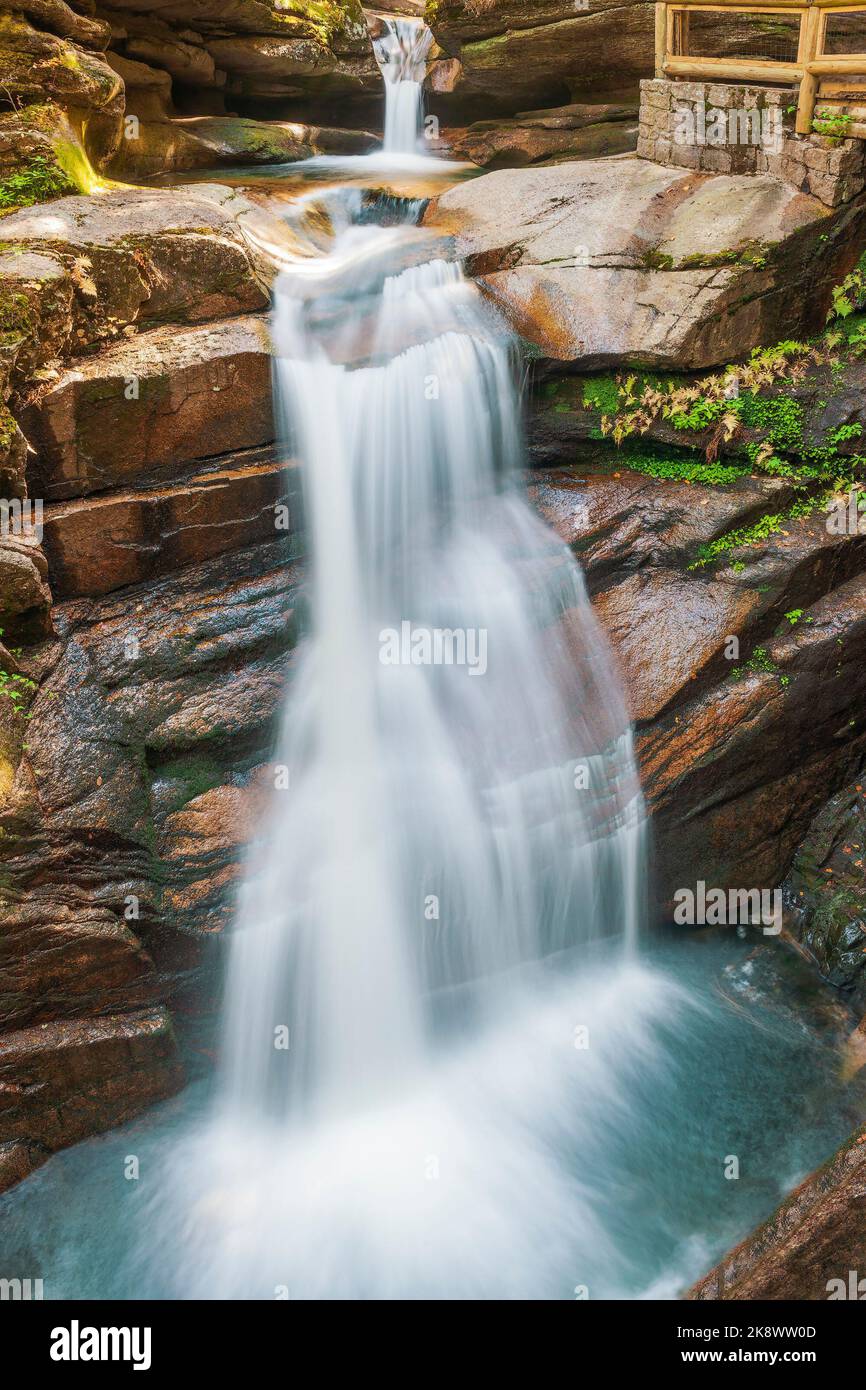 Full frontal view of the Sabbaday Falls on Sabbaday Brook. Waterville ...