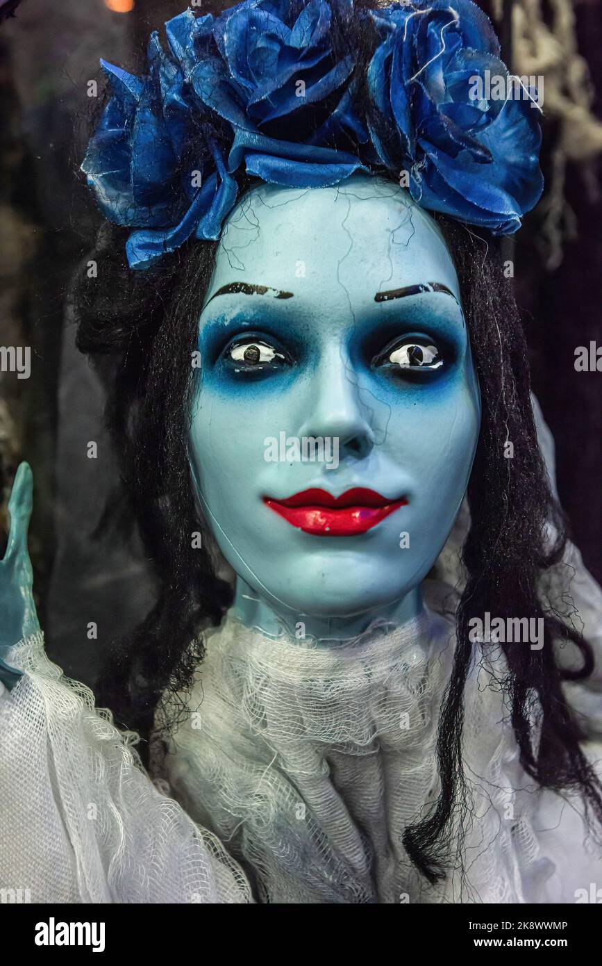 A 'Blue Lady: 'Bride Day of the Dead' character seen on display at the ...