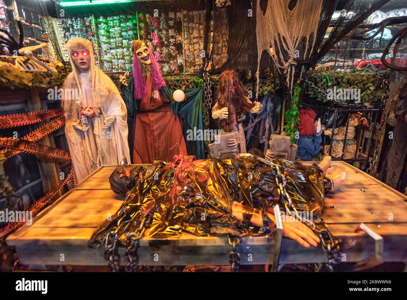 The Macabre ritual, with the bride dressed in white and the mad witch ...