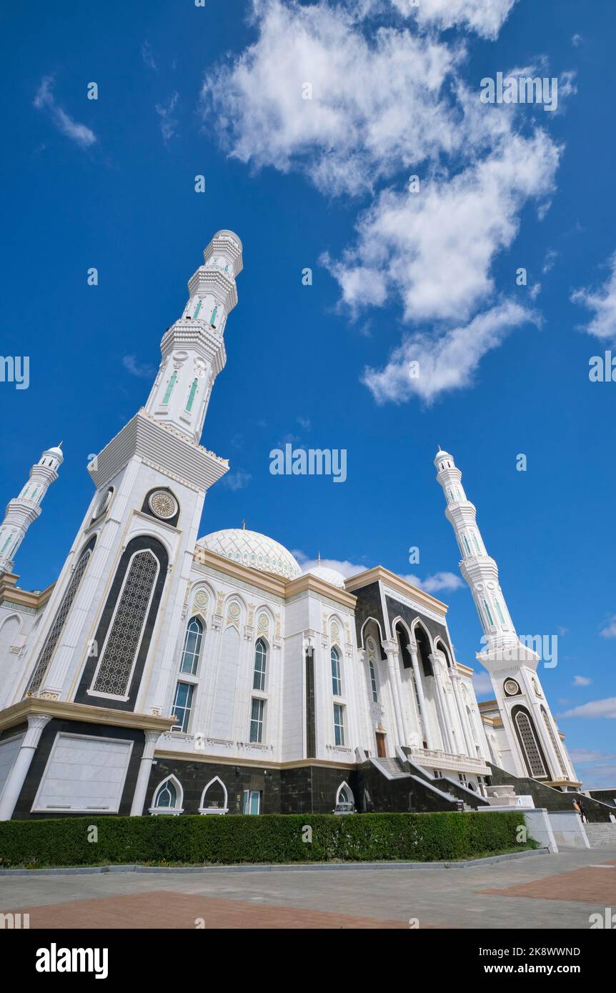 Exterior view of the huge mosque, richly decorated in marble. At the ...