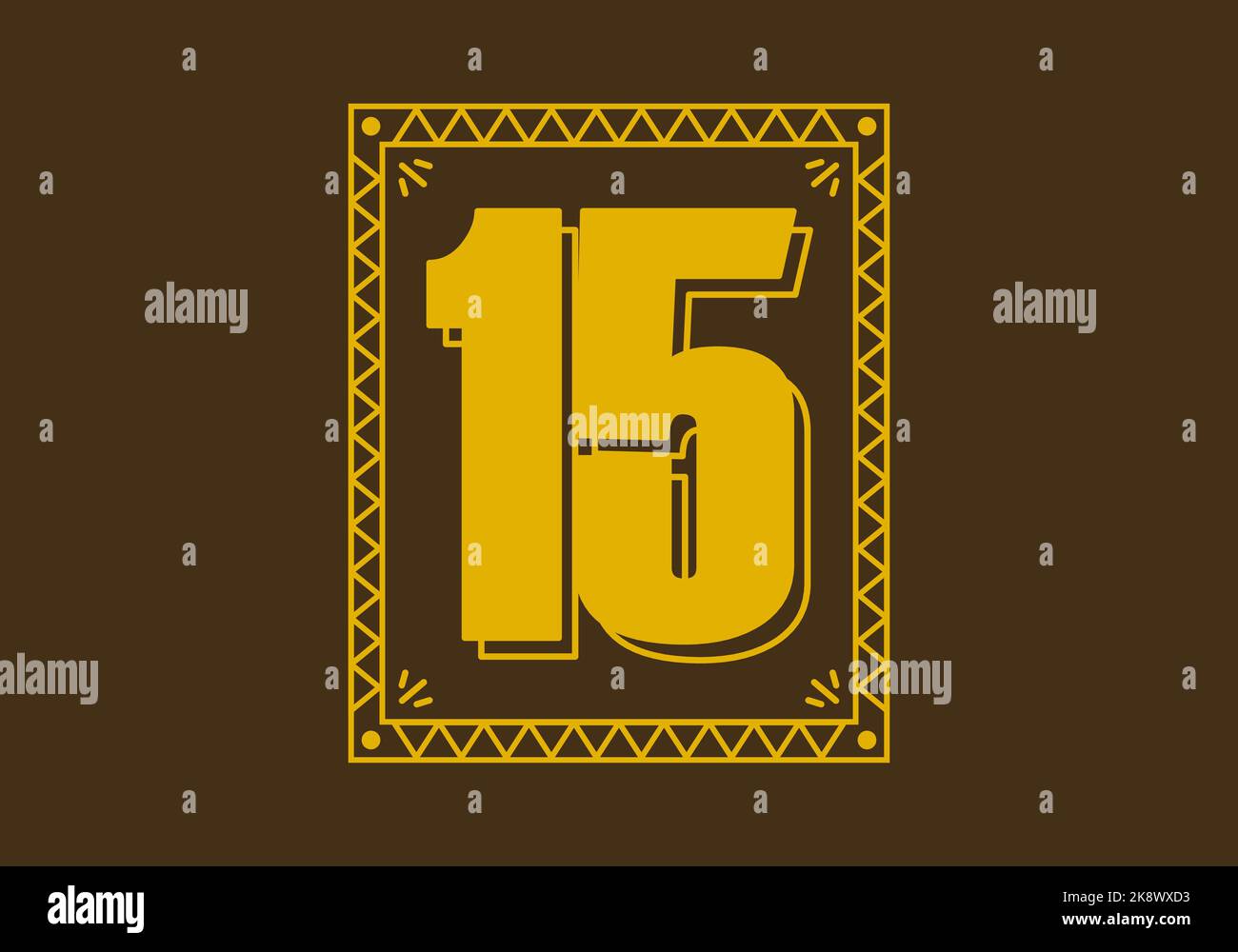 Number 15 in retro rectangle frame design Stock Vector Image & Art - Alamy