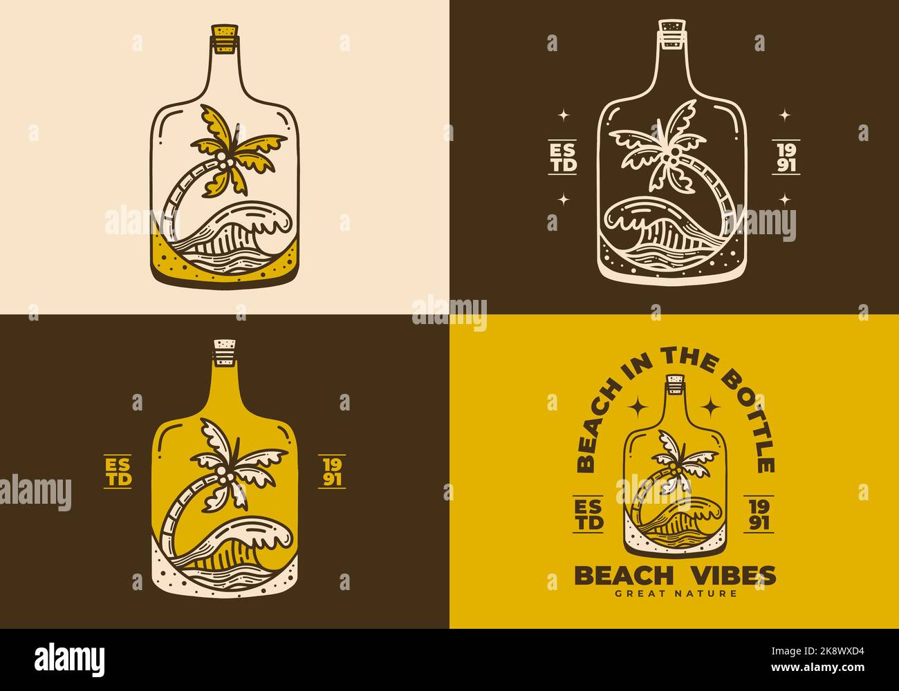 Plastic bottle in beach Stock Vector Images - Alamy