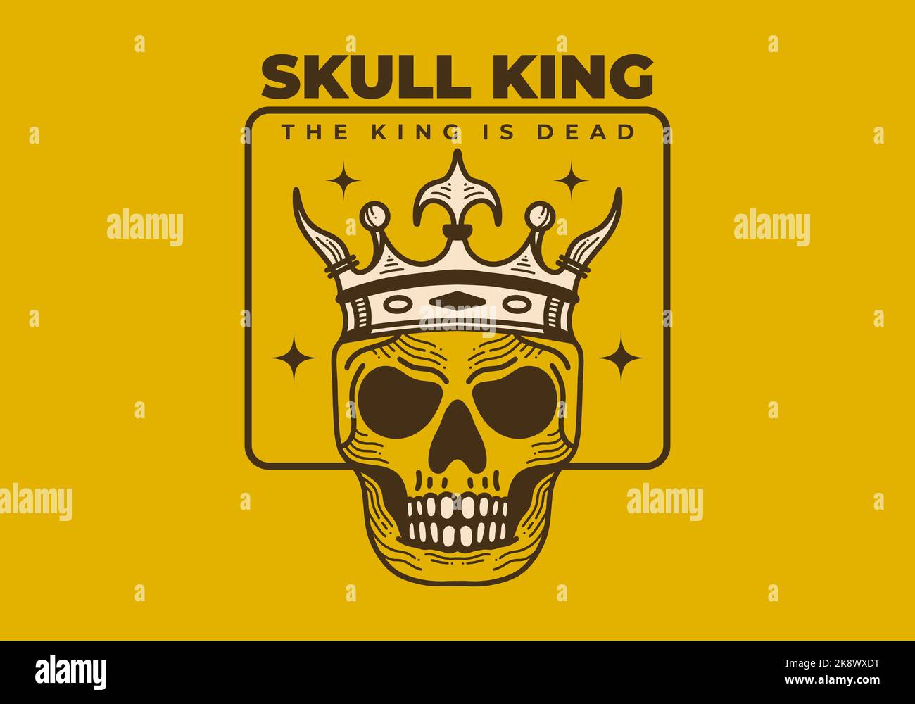 Vintage art illustration design of a skull wearing crown Stock Vector ...