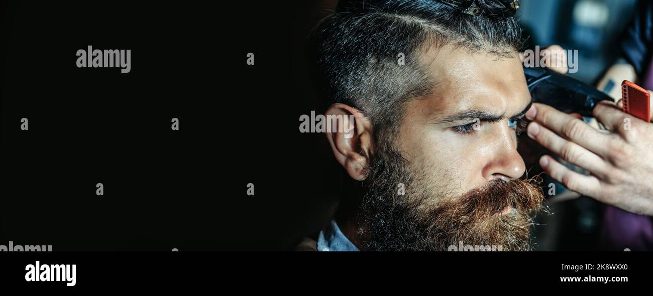 Beard man with classic long beardin barbershop. Shaving in barber shop ...