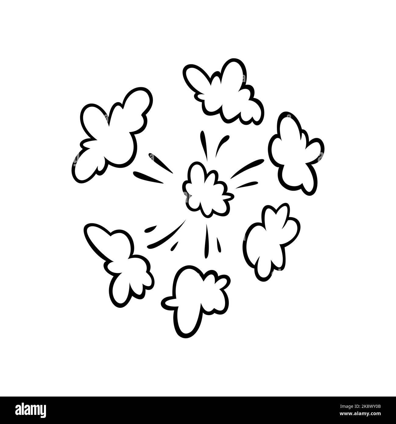 Comic boom effect clouds. Set of explosion bubbles and smoke. Vector ...