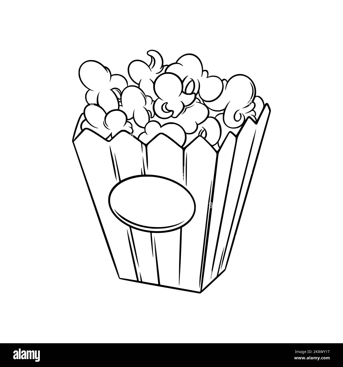 Popcorn Basket Sketch Cinema Pop Corn In Doodle Style Vector Illustration Isolated On White
