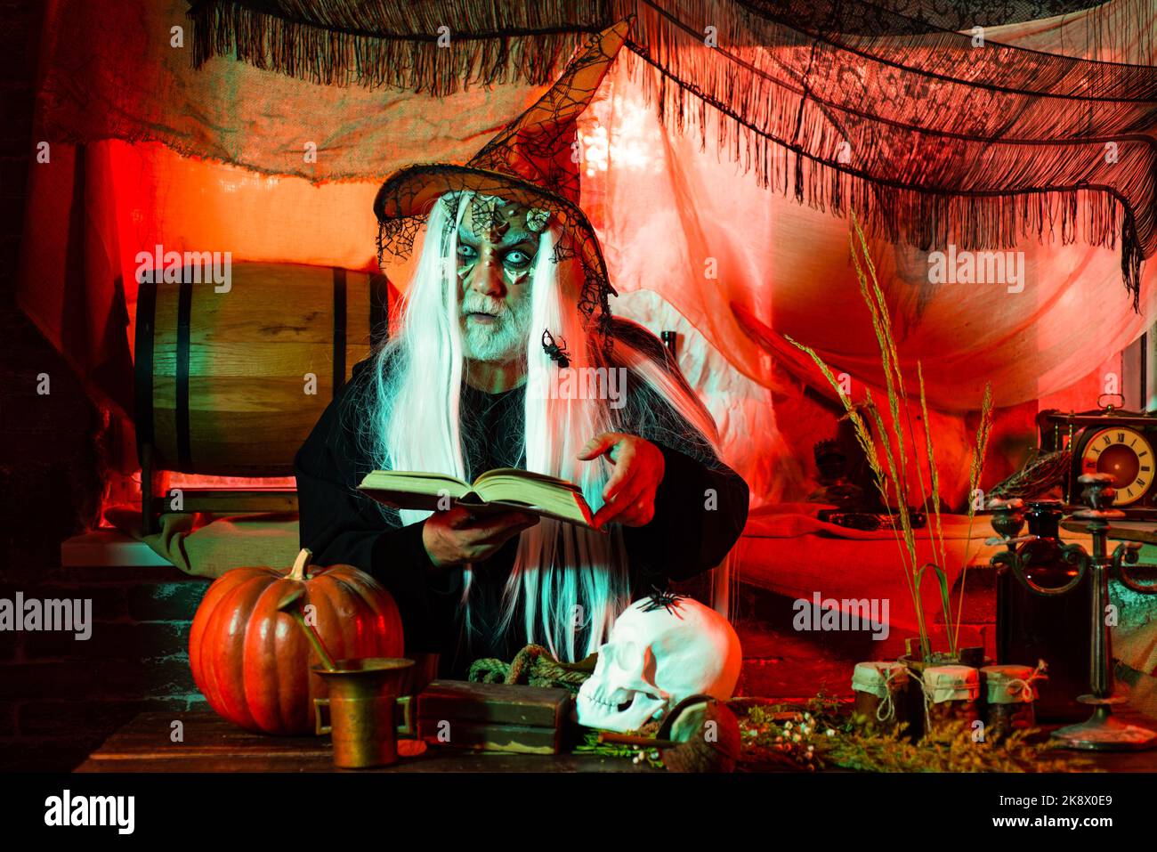 Halloween Scene with bloody man devil. Halloween. Horror with scary ...