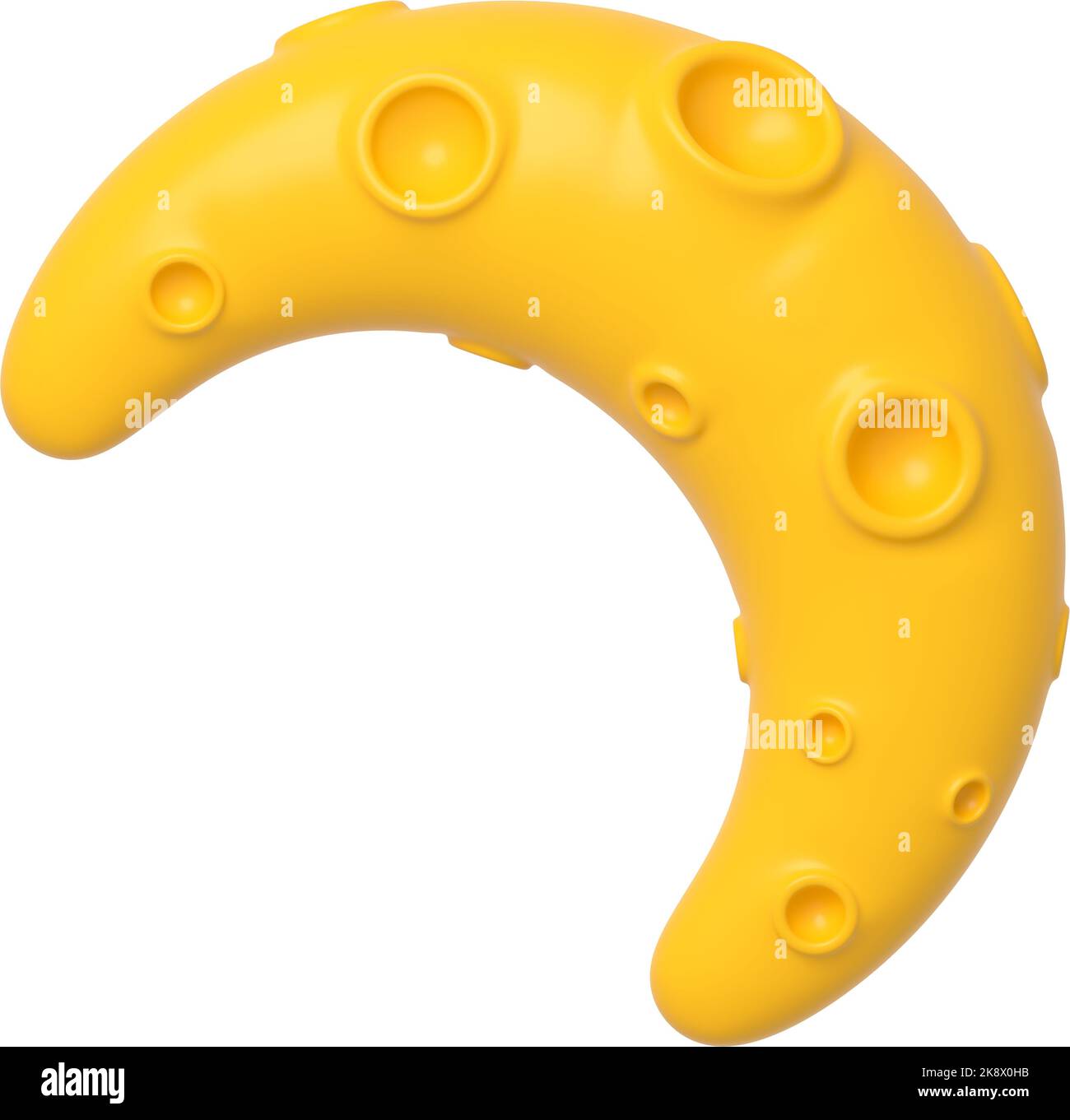 Yellow crescent moon isolated on white background. Satellite icon ...