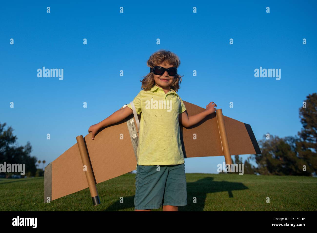 Child dreams of becoming a rocket pilot. Imagination and motivation ...