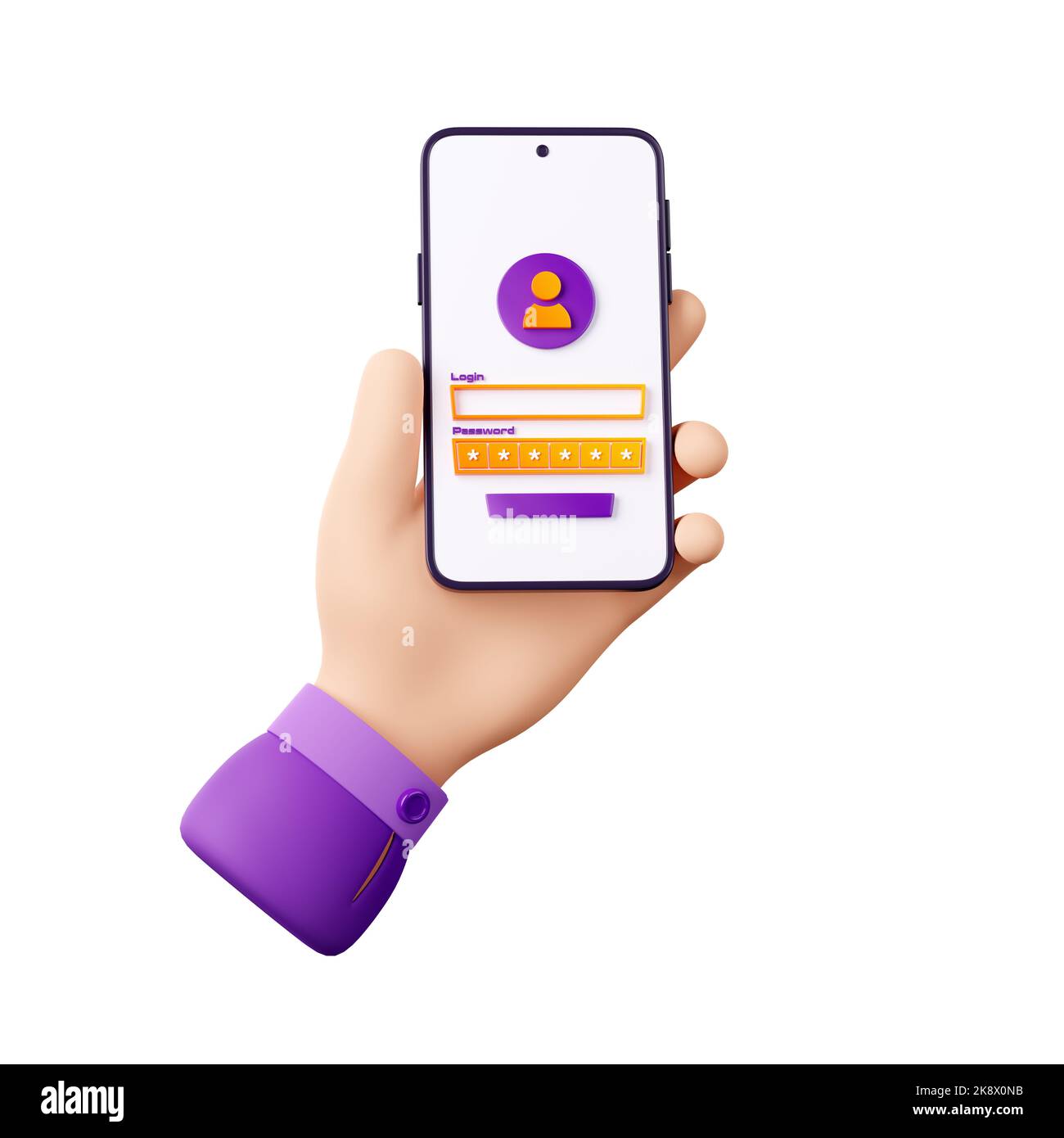 Hand hold smartphone with authentication or registration form with ...