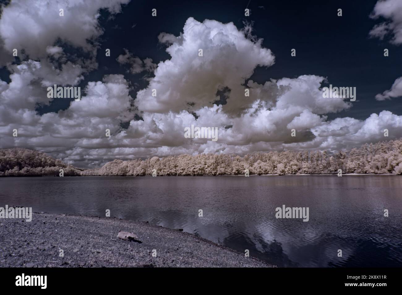 infrared photography - ir photo of landscape under sky with clouds ...