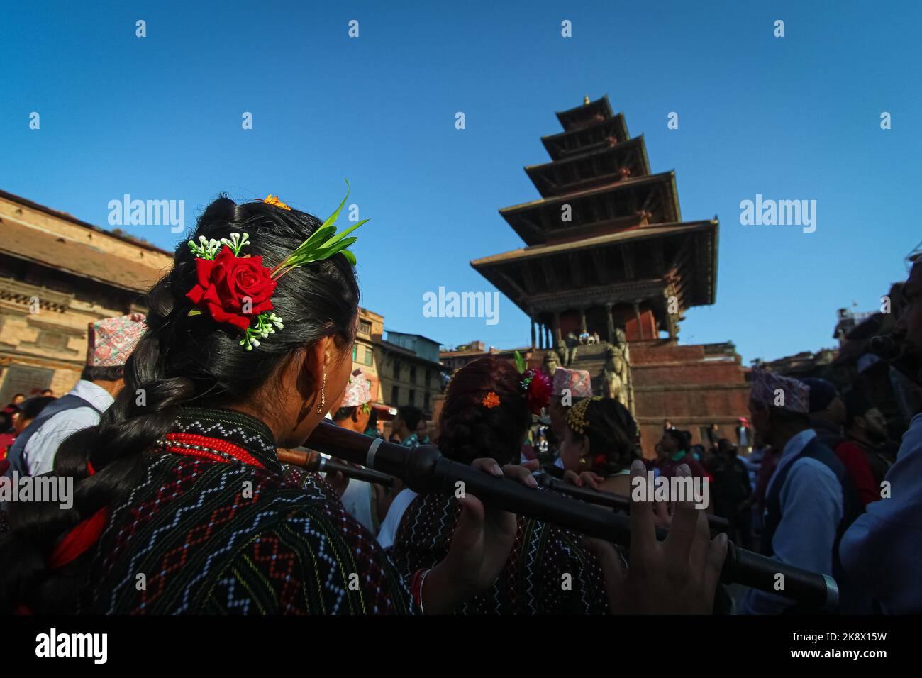 Nepal. 25th Oct, 2022. Newar people of Bhaktapur celebrates Nepal ...
