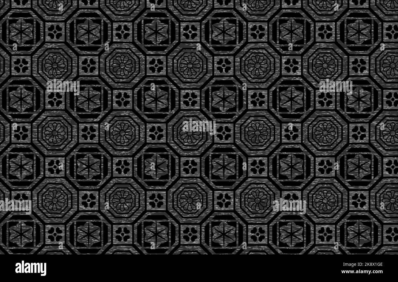 Vintage Japanese patterns in black and white, Japanese patterns Stock ...