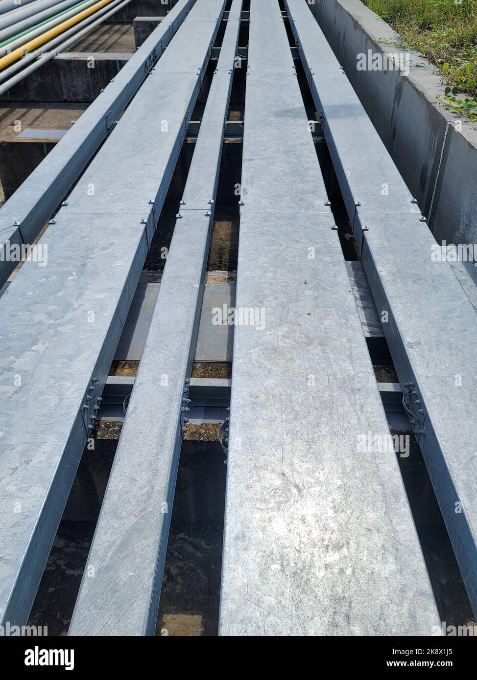 Cable trays in straight Stock Photo - Alamy