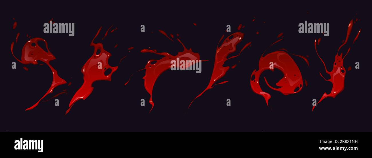 Blood splash animation, cartoon sprite sheet of red liquid swirls ...