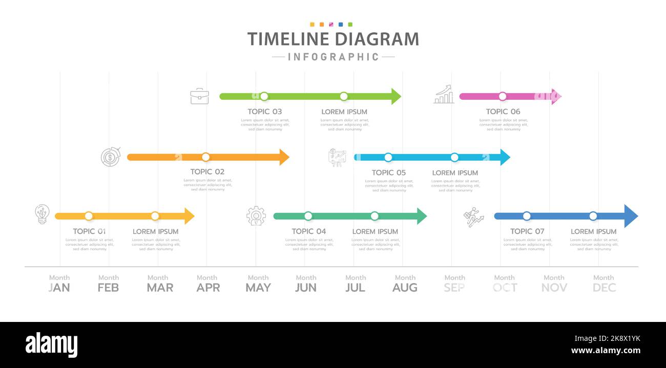 Infographic template for business. 12 Months modern Timeline diagram ...