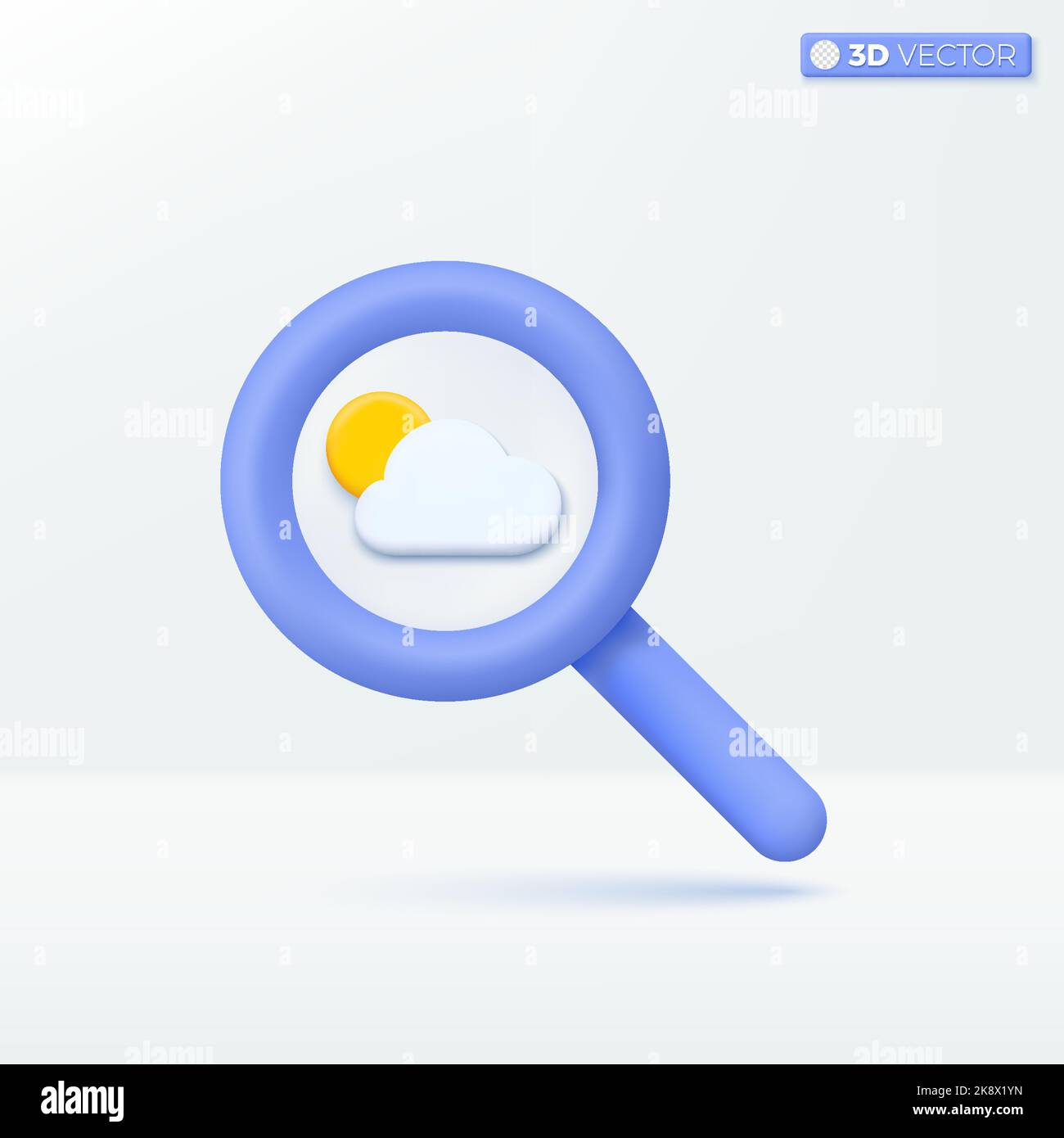 Magnifying glass Weather report icon symbols. Search, discovery, cloud, research, analysis ...