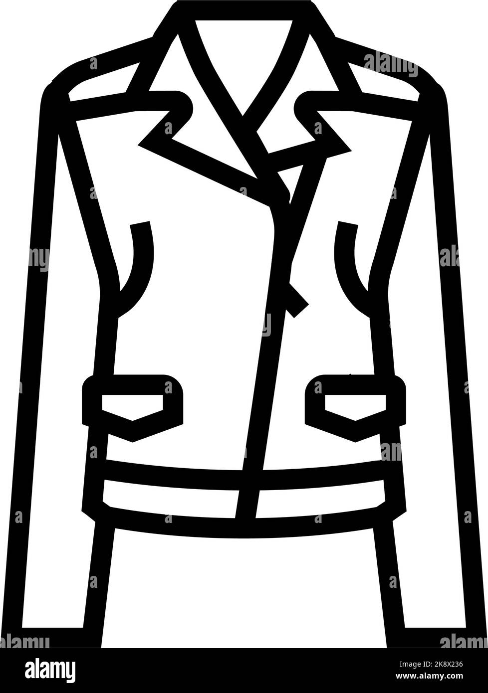 Leather Jacket Outerwear Female Line Icon Vector Illustration Stock