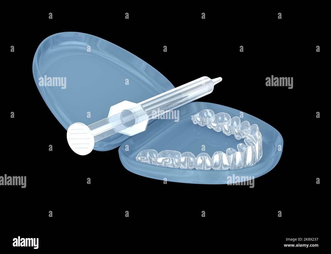 Teeth whitening kit, invisalign and gel. 3D illustration concept Stock ...