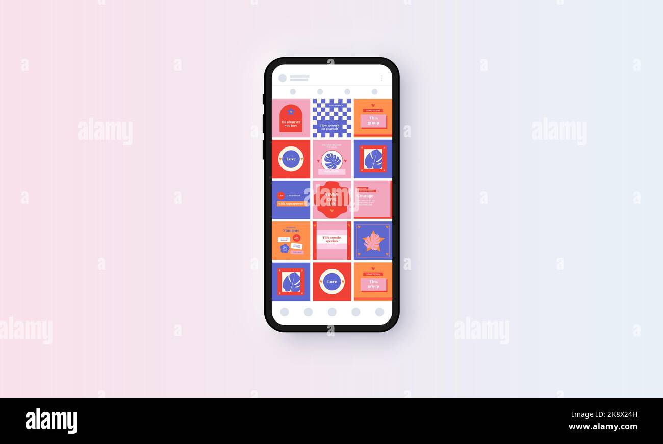 Template Screen Interface Application Posts for Social Media Stock ...