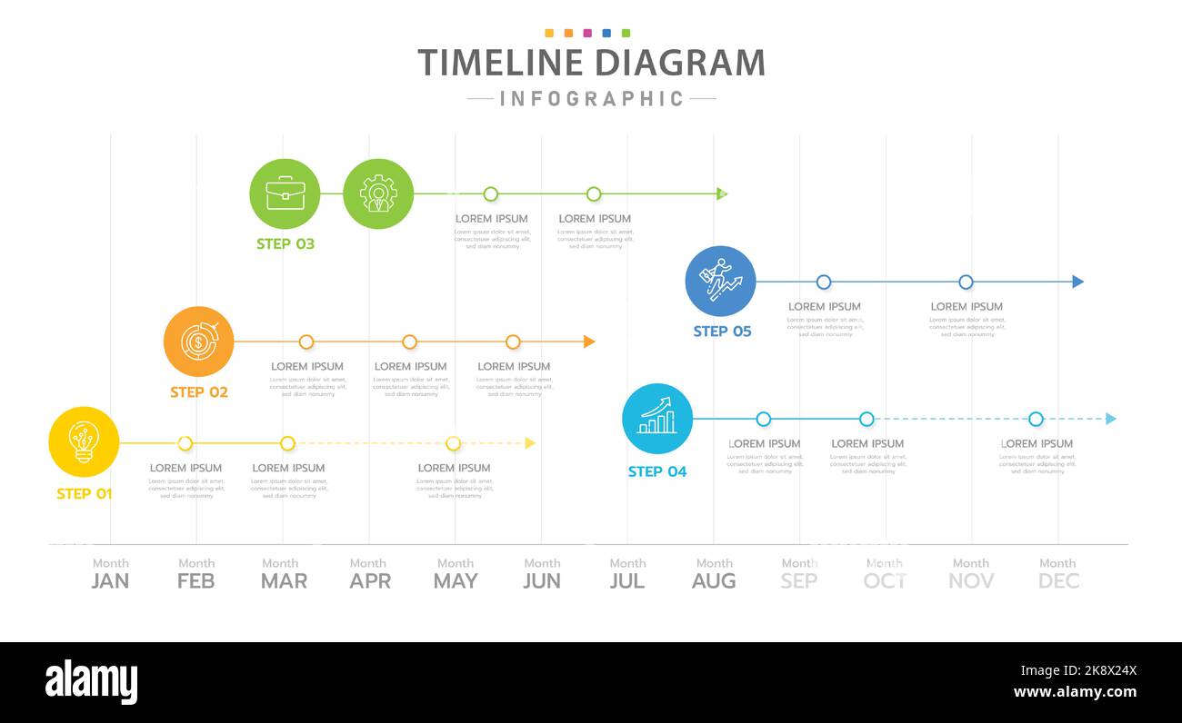 Infographic template for business. 12 Months modern Timeline diagram ...