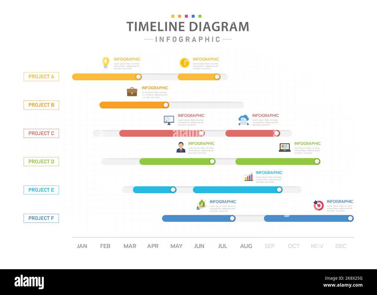 Infographic template for business. 12 Months modern Timeline diagram ...